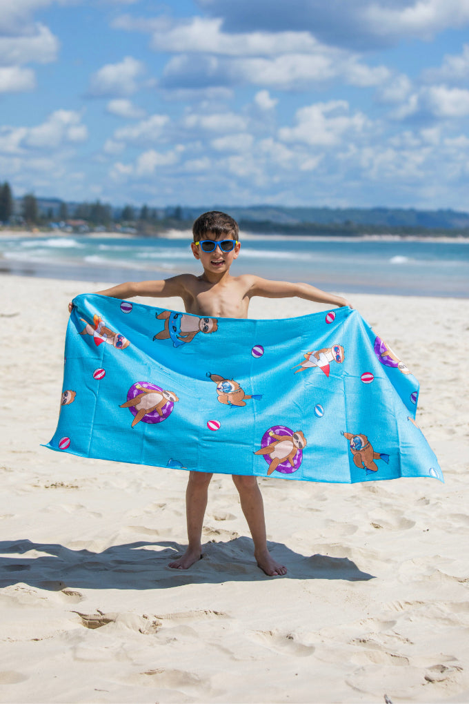 Adorable Sloths Kids Beach Towel - Personalised | Cheeky Winx